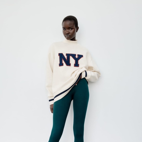 Zara | Tops | Zara Ny Patch Sweatshirt | Poshmark